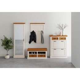 Schuhkommode Home Affaire, B:90cm H:115cm T:30cm, weiß, FSC-zertifiziertes Massivholz, Sideboards, "Selma"