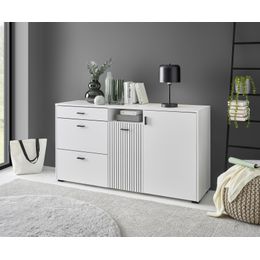 Sideboard Inosign, B:150cm H:80cm T:42cm, schwarz-weiß, Holzwerkstoff, Wohnzimmer, Sideboards, "Hudson", in moderner Trendfarbe, Griffe aus Metall