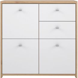 Kommode FORTE, B:77,2cm H:77,5cm T:29,6cm, weiß, Dekorfolie, FSC-zertifizierter Holzwerkstoff, Kunststoff, Metall, Schlafzimmer, Sideboards, "CHEST",