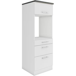 Backofenumbauschrank Optifit, B:60cm H:174,4cm T:60cm, wei&szlig;, Spanplatte, Schr&auml;nke, "Bella", Breite 60 cm, mit 3 Schubk&auml;sten und 1 Klappe