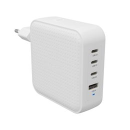 Targus Schnelllade-Gerät "HyperJuice 100W GaN Travel Charger 3x USB-C + 1x USB-A", B:11cm H:5,5cm T:18,5cm, weiß, Ladegeräte