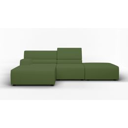 Ecksofa Egoitaliano, B:287cm H:80cm T:98cm, grün, Leder CAREZZA (echtes Rindsleder) ist ein Naturleder, dass die ursprünglichen Eigenschaften der