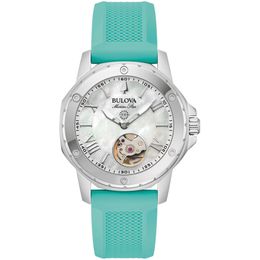 Bulova Damen Automatikuhr "Marine Star Automatic", gr&uuml;n, Armbanduhren, Armbanduhr, Damenuhr, bis 10 bar wasserdicht, Saphirglas
