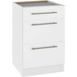 Wiho-K&uuml;chen Unterschrank WIHO K&Uuml;CHEN, B:50cm H:82cm T:57cm, wei&szlig;, K&uuml;che, Schr&auml;nke, "Unna", 50 cm breit, mit 2 gro&szlig;en Ausz&uuml;gen, ohne Arbeitsplatte