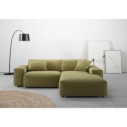 Ecksofa Andas, B:234cm H:71cm T:191cm, grün, 100% Polyester, Wohnzimmer, Sofas, "Glimminge L-Form auch in Breitcord, Feincord + Easy care-Bezug",