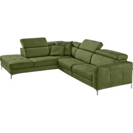 Ecksofa Egoitaliano, B:285cm H:100cm T:221cm, grün, Wohnzimmer, Sofas, "Matt, hoher Sitzkomfort und aufwendige Detailverarbeitung, L-Form", mit