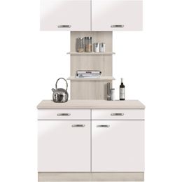 Buffet Optifit, B:120cm H:206,6cm T:60cm, wei&szlig;, K&uuml;che, Schr&auml;nke, "Faro", mit Metallgriffen, Breite 120 cm