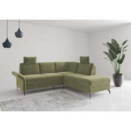 Ecksofa Home Affaire, B:240cm H:93cm T:216cm, grün, 100% Polyester, Wohnzimmer, Sofas, "Rochelle", wahlweise mit Bettfunktion, Bettkasten und
