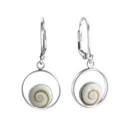 Vivance Damen Paar Ohrh&auml;nger "925/- Silber rhodiniert mit Muschel wei&szlig;", one-size, Silber 925 (Sterlingsilber), wei&szlig;, Silber 925 (Sterlingsilber),