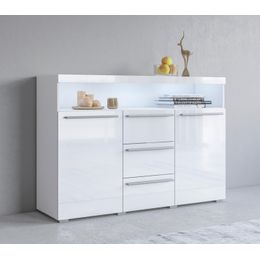 Sideboard Inosign, B:132cm H:92cm T:38,5cm, wei&szlig;, ABS-Kunststoff, FSC-zertifizierter Holzwerkstoff, Kunststoff, Metall, Wohnzimmer, Sideboards,