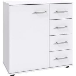 Kombikommode wimex, B:81cm H:83cm T:41cm, weiß, Spanplatte, Schlafzimmer, Sideboards, "Taiga", 1 türig und 4 Schubladen