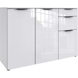 Kombikommode wimex, B:122cm H:84cm T:41cm, weiß, Spanplatte, Schlafzimmer, Sideboards, "level36 D by fresh to go", mit lackierten Hochglanz-Fronten,