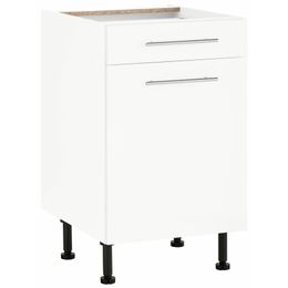 Wiho-K&uuml;chen Unterschrank WIHO K&Uuml;CHEN, B:50cm H:86,5cm T:58cm, wei&szlig;, K&uuml;che, Schr&auml;nke, "Ela", Breite 50 cm, h&ouml;henverstellbare F&uuml;&szlig;e
