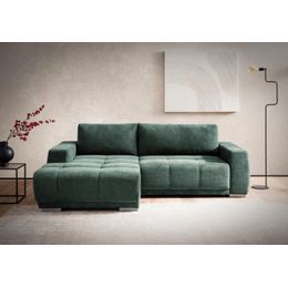 Ecksofa Inosign, B:241cm H:66cm T:165cm, grün, 100% POLYESTER (PES), Wohnzimmer, Sofas, "Bolero L-Form", wahlweise mit Bettfunktion & Bettkasten
