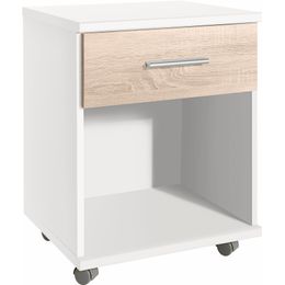 Rollcontainer wimex, B:46cm H:59cm T:45cm, wei&szlig;, Holzwerkstoff, Kunststoff, Metall, B&uuml;ro, Rollwagen, "Joker", Schrank mit 1 Schublade und offenes