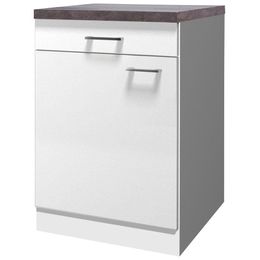 Unterschrank Flex-Well, B:60cm H:85cm T:57cm, wei&szlig;, Spanplatte, K&uuml;che, Schr&auml;nke, "Lucca", (B x H x T) 60 x 85 x 60 cm