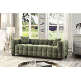 3-Sitzer, B:206cm H:63cm T:79cm, grün, ATLANTIC HOME COLLECTION, Sofas, "Stella", inkl. 2 Zierkissen und mit modernem Teddy Stoff