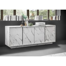 Sideboard Inosign, B:180cm H:79cm T:43cm, weiß, Wohnzimmer, Sideboards, "Carrara", grifflos