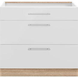 Wiho-K&uuml;chen Unterschrank WIHO K&Uuml;CHEN, B:90cm H:82cm T:57cm, wei&szlig;, K&uuml;che, Schr&auml;nke, "Cali", 90 cm breit, mit 2 gro&szlig;en Ausz&uuml;gen ohne Arbeitsplatte