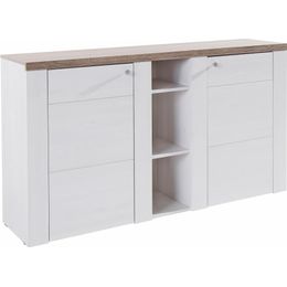 Sideboard Home Affaire, B:155cm H:84,9cm T:37,1cm, weiß, Wohnzimmer, Sideboards, "Larona, zeitlose Kommode mit 2 Türen, Türkommode, Breite 155 cm",