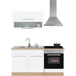 Küchenzeile KOCHSTATION, B:160cm T:60cm, weiß, Komplettküchen-Sets, "KS-Eton", ohne E-Geräte, Breite 160 cm