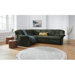 Ecksofa DOMO collection, B:240cm H:83cm T:190cm, grün, Microfaser PRIMABELLE (100% Polyester) / Struktur (90% Polyester; 10%
