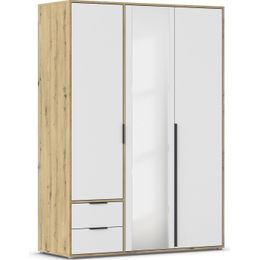 Drehtürenschrank Rauch, B:140cm H:194cm T:53cm, weiß, Holzwerkstoff, Schränke, "Kleiderschrank Schrank Garderobe Wäscheschrank NAGATA mit Spiegel",