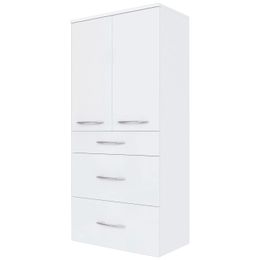 Midischrank Welltime, B:60cm H:130cm T:35cm, weiß, Holzwerkstoff, MDF, Badezimmer, Schränke, "Florida", Breite 60 cm, mit Türdämpfern