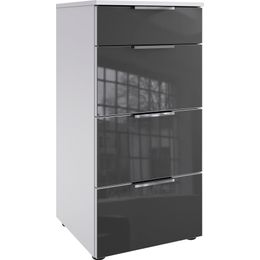 Schubkastenkommode wimex, B:41cm H:84cm T:41cm, weiß, Spanplatte, Sideboards, "Level36 C by fresh to go", mit Glaselementen auf der Front, soft-close