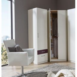 Eckkleiderschrank Priess, B:135cm H:193cm T:54cm, weiß, Holzwerkstoff, Schränke, "Lindau"