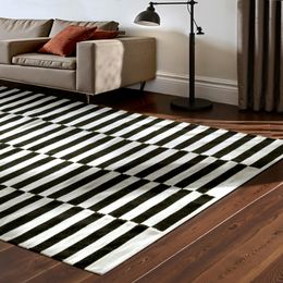 Wollteppich Hanse Home, B:200cm H:5mm L:300cm, schwarz-wei&szlig;, Wolle, Teppiche, "Donna, schwarz-weiss", Handgewebt, Wolle, Natur, L&auml;ufer, Wohnzimmer,