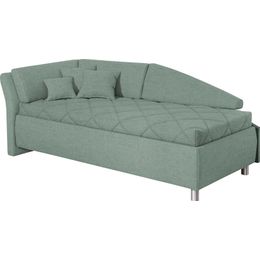 Schlafsofa Alina, B:223cm H:80cm T:112cm, grün, Struktur TMD (100% Polyester), Jugendzimmer, Sofas, "Lindsay", Bettkasten, Zierkissen-Set aus: 2 Stk.