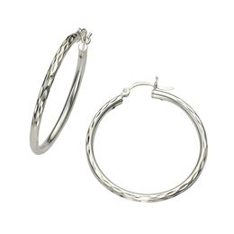 Vivance Damen Paar Creolen "925 Silber rhodiniert 24mm", one-size, Silber 925 (Sterlingsilber), wei&szlig;, Silber 925 (Sterlingsilber), Ohrringe