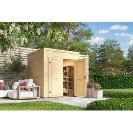 Gartenhaus Nordic Holz, beige, Holz, Gartenh&auml;user, "Fynn 1", kleiner stilvoller Schuppen mit Flachdach