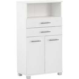 Midischrank Welltime, B:59,8cm H:110,5cm T:32,6cm, weiß, FSC-zertifizierter Holzwerkstoff, Badezimmer, Schränke, "Emmi, Breite 59 cm", 2 Türen,