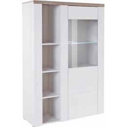 Vitrine Home Affaire, B:100cm H:145cm T:37,1cm, weiß, Wohnzimmer, Schränke, "Larona, zeitlose Glasvitirne, Hochschrank Höhe 145 cm", Stauraumvitrine