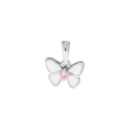 Vivance Damen Kettenanhänger "925/- Sterling Silber rhodiniert Schmetterling Zirkonia pink", one-size, Silber 925 (Sterlingsilber), 0,7 g, weiß,