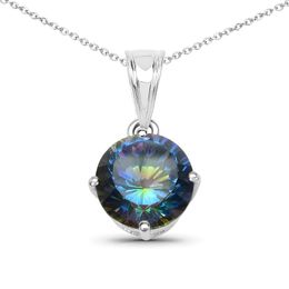 VIRA JEWELS Damen Kette mit Anhänger "925-Sterling Silber rhodiniert Glänzend Quartz blau", 45cm, 3,71, Silber 925 (Sterlingsilber), L: 45 B: 11mm,