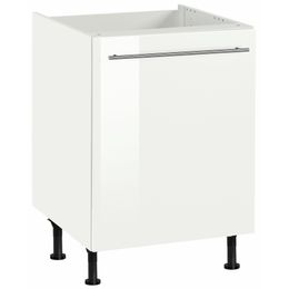 Spülenschrank Optifit, B:60cm H:87cm T:58,4cm, weiß, Küche, Schränke, "Bern", 60 cm breit, mit 1 Tür, mit höhenverstellbaren Füßen, mit Metallgriff
