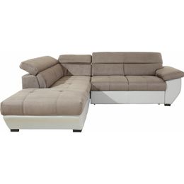 Ecksofa COTTA, B:262cm H:79cm T:102cm, braun, Kunstleder SOFTLUX / Struktur (100% Polyester);Edles Flachgewebe (100% Polyester) / Feine Struktur