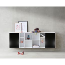 Sideboard, B:207cm H:69cm T:32,5cm, schwarz-weiß, HAMMEL FURNITURE, Massivholz, Spanplatte, Wohnzimmer, Sideboards, "Mistral Kubus", Kombination aus