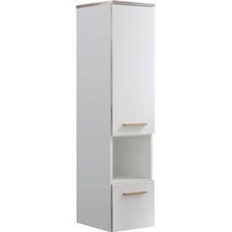 Midischrank SAPHIR, B:30cm H:122,5cm T:33cm, weiß, Spanplatte, Badezimmer, Schränke, "Quickset 931 Badschrank in Weiß Glanz, 1 Tür, 1 Nische, 1