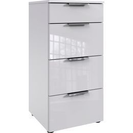 Schubkastenkommode wimex, B:41cm H:84cm T:41cm, weiß, Spanplatte, Sideboards, "Level36 C by fresh to go", mit Glaselementen auf der Front, soft-close