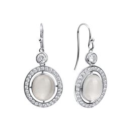 ZEEme Damen Paar Ohrh&auml;nger "Silber 925 rhodiniert mit echtem Mondstein und Zirkoia-Steinen", one-size, Silber 925 (Sterlingsilber), wei&szlig;, Silber 925