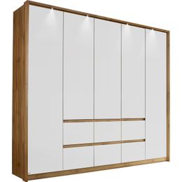 Dreht&uuml;renschrank Rauch, B:230cm H:212cm T:58cm, wei&szlig;, Holzwerkstoff, Schr&auml;nke, "Mainz mit Passepartout", optional mit Beleuchtung, Au&szlig;ent&uuml;ren mit