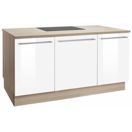 Kochinsel Optifit, B:160cm T:95cm, wei&szlig;, K&uuml;che, Komplettk&uuml;chen-Sets, "Bern", mit E-Ger&auml;ten, Stellbreite 160 x 95 cm, h&ouml;henverstellbare Stellf&uuml;&szlig;e