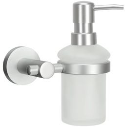 Seifenspender Kleine Wolke, wei&szlig;, Aluminium, Glas, Dosierspender, "Apollo", Glas/Aluminium