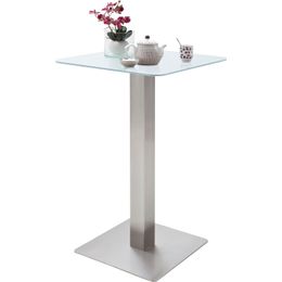 Bartisch MCA furniture, B:70cm H:105cm T:70cm, wei&szlig;, K&uuml;che, Tische, "Zarina", Bartisch mit Glaskeramik Tischplatte mit Edelstahl Gestell