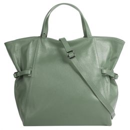 Samantha Look Damen Shopper, grün, Leder, leicht glänzend, unifarben, Taschen, echt Leder, Made in Italy