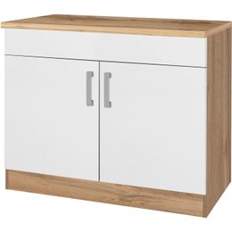 Spülenschrank KOCHSTATION, B:100cm H:85cm T:60cm, weiß, Spanplatte, Küche, Schränke, "KS-Toronto, Breite 100 cm"